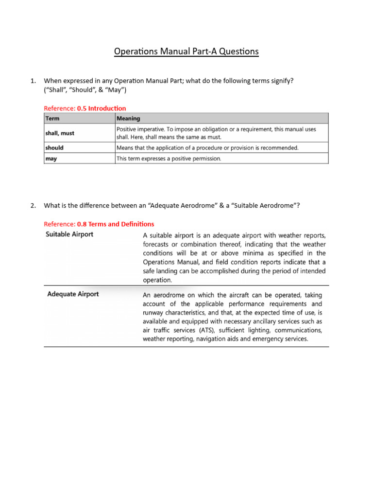 OM-A Questions | PDF | Navigation | Transport Safety