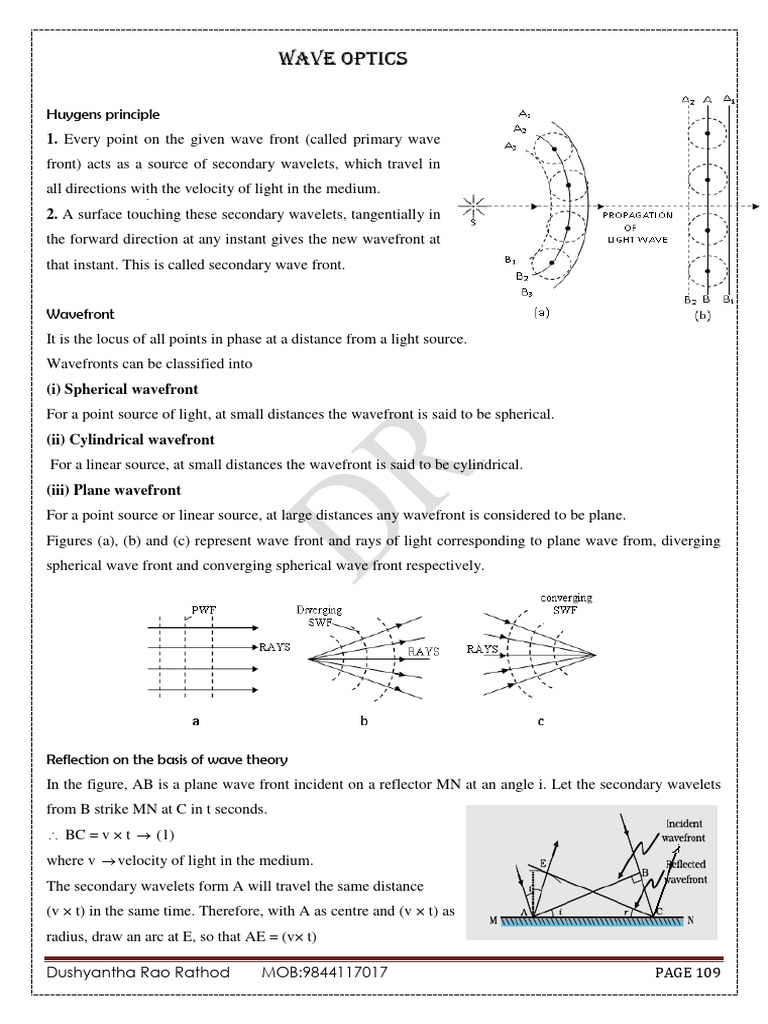 2nd PUC Wave Optics Notes | PDF