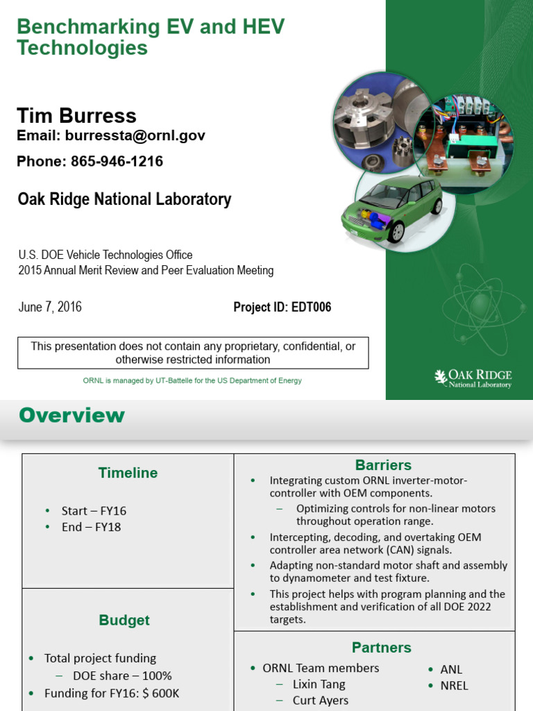 Vehicle Technologies Office Merit Review 2016 Benchmarking Ev and Hev | PDF | Electric Motor ...