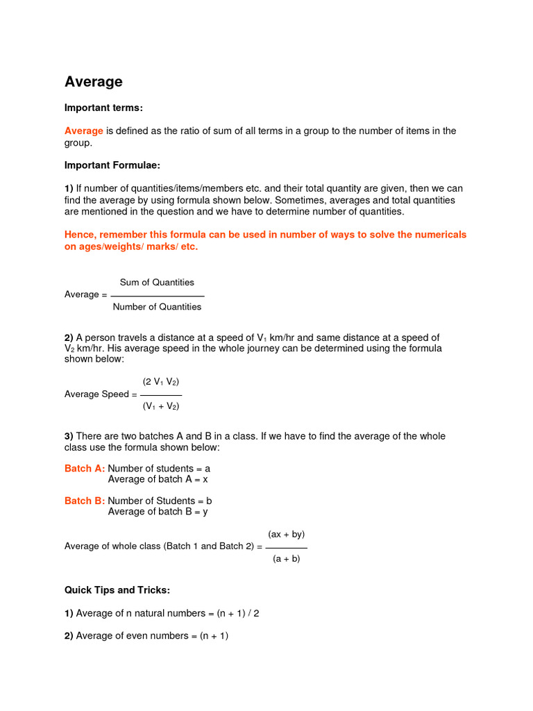 Averages | PDF | Teaching Methods & Materials