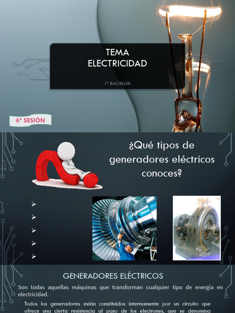 TEMA Electricidad Sesión 06 GENERADORES | PDF | Resistencia Eléctrica y Conductancia | Generador ...