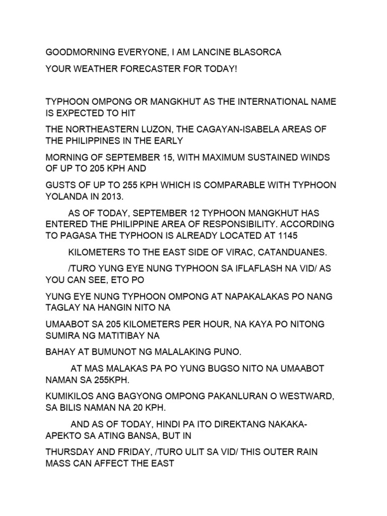 WEATHER FORECASTING SCRIPT | PDF | Pacific Ocean | Tropics