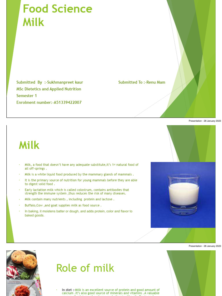 Presentation Milk | PDF | Milk | Lipid