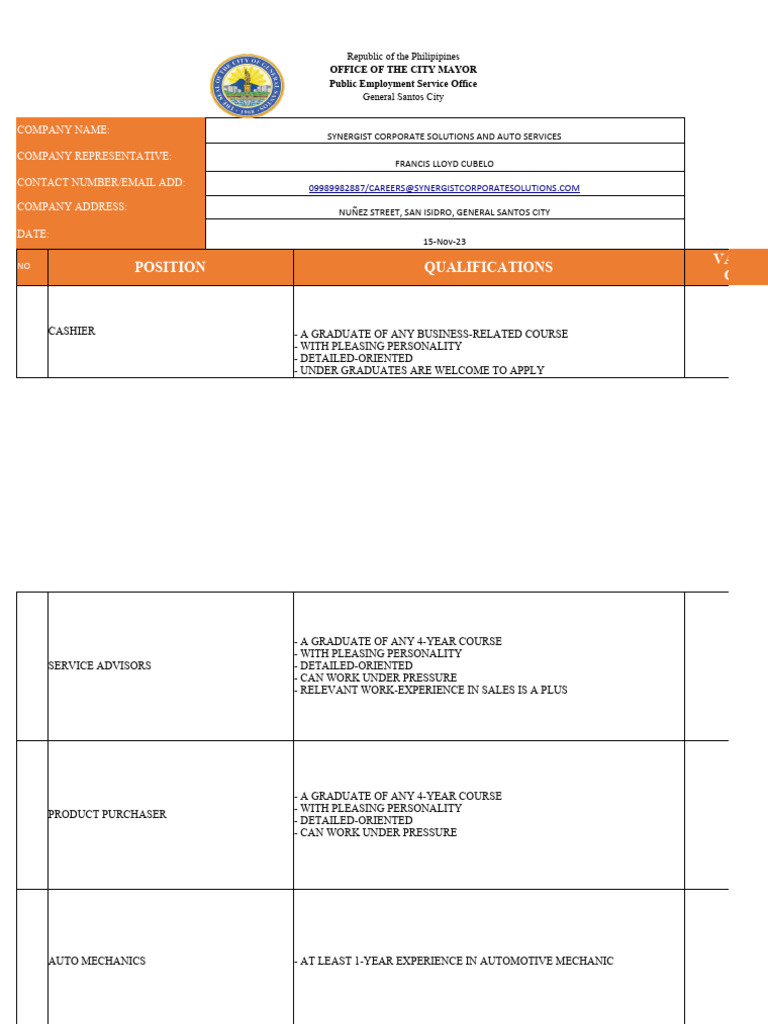 Peso Job Fair | PDF | Employment | Business