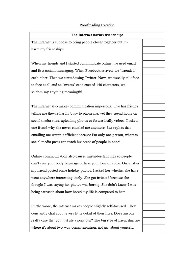 Proofreading Exercise | PDF | Internet | Social Media