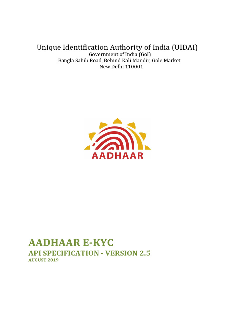 Aadhaar Ekyc Api 2 5 Pdf
