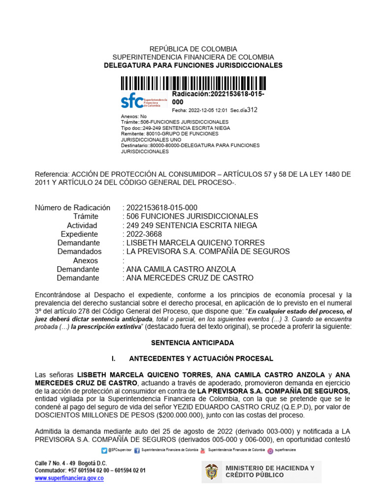 exp-2022-3668-sentencia-05-12-2022 | PDF | Póliza de seguros | Seguro