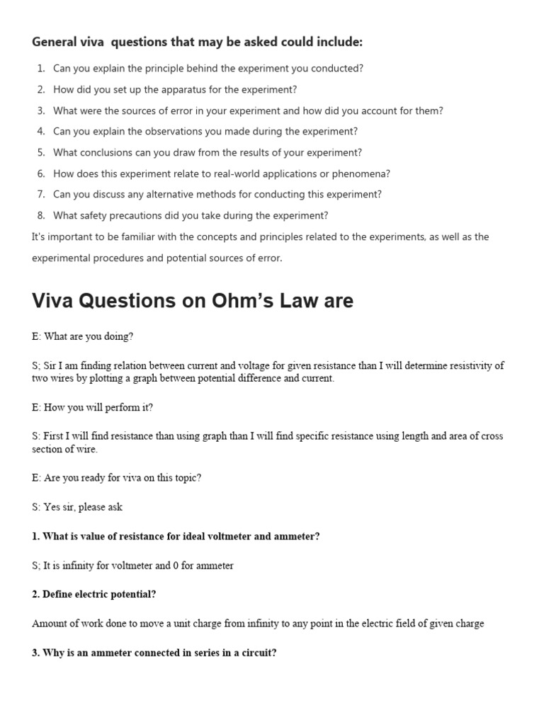 General Viva Questions Physics Practical-1 | PDF | P–N Junction | Electrical Resistance And ...