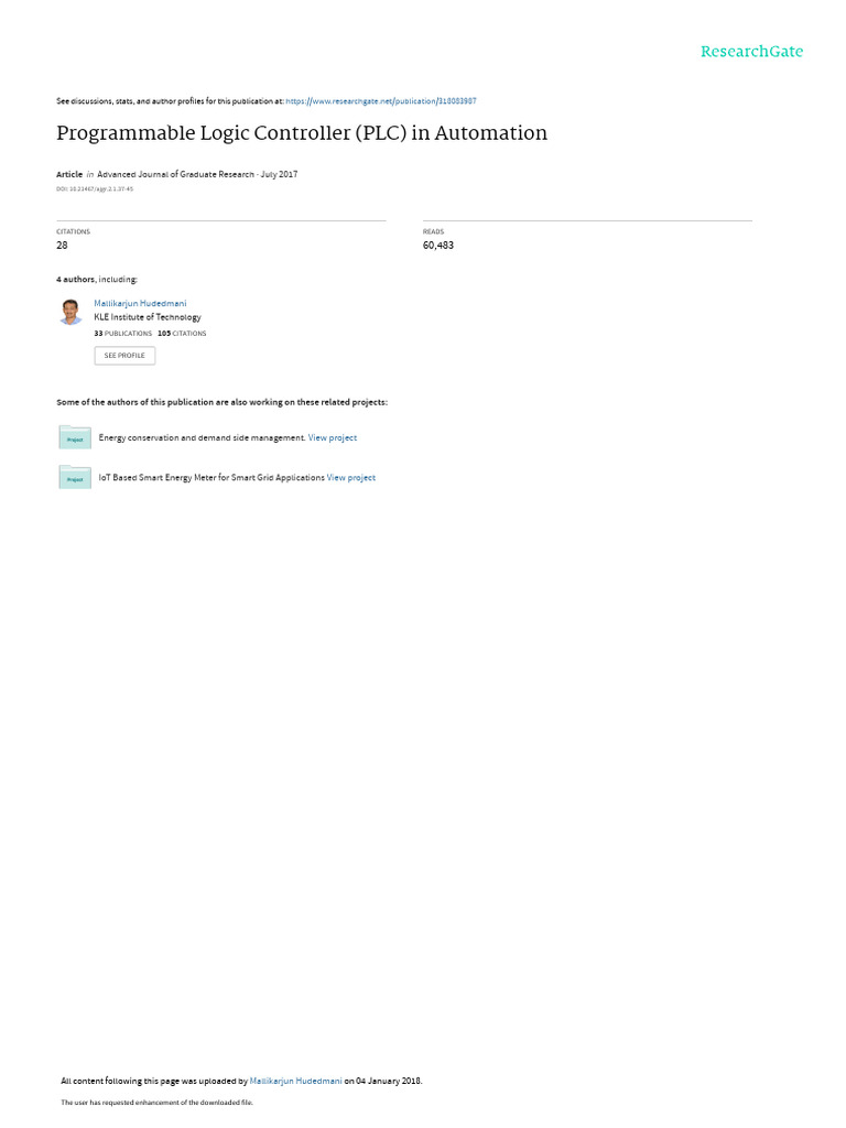 Programmable Logic Controller PLCin Automation | PDF | Programmable Logic Controller | Automation