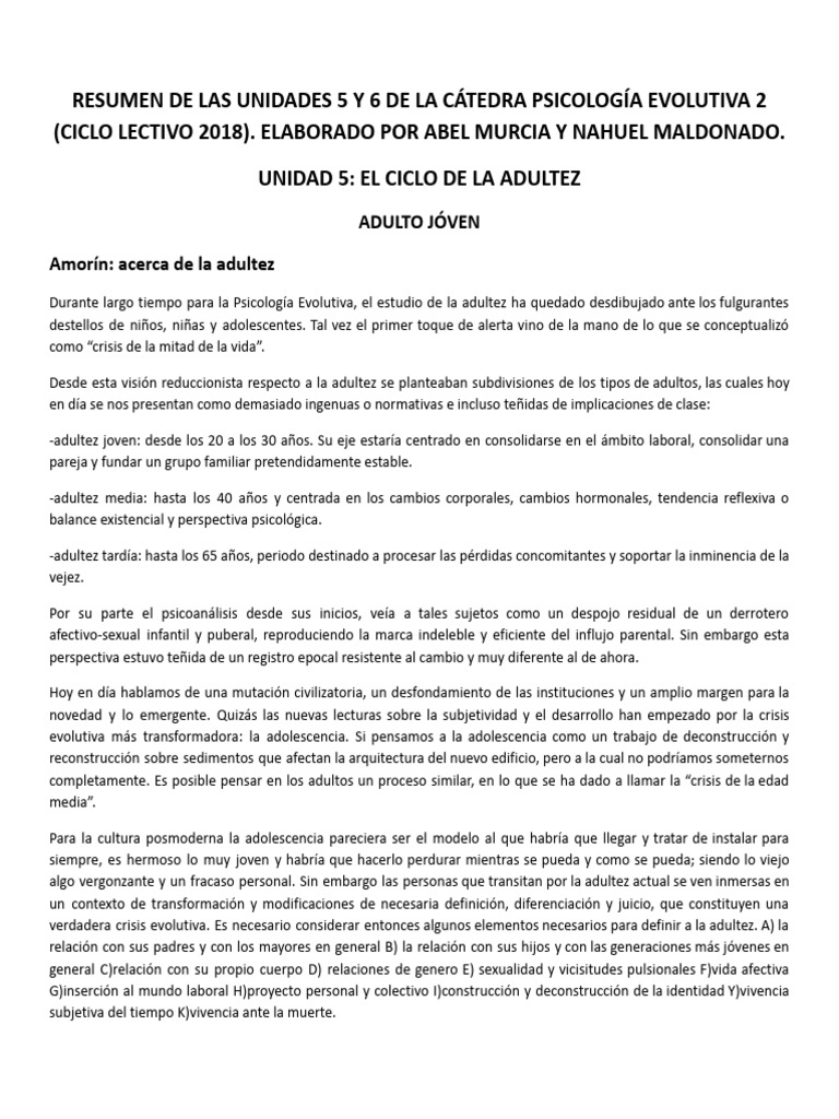 Reusmenes de Psicología Evolutiva U5 U6 | PDF