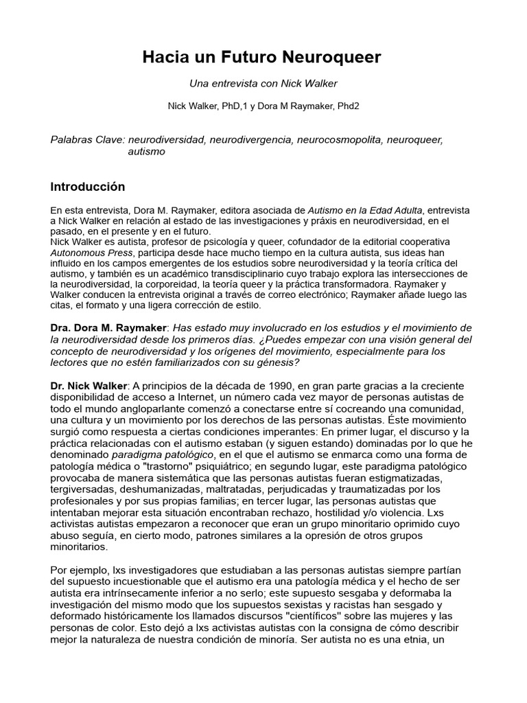 Walker 2021 - Hacia Un Futuro Neuroqueer | PDF