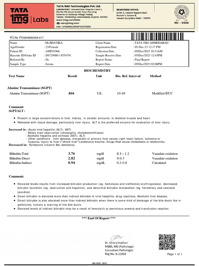 Liver Function Test Results | PDF | Alanine Transaminase | Liver