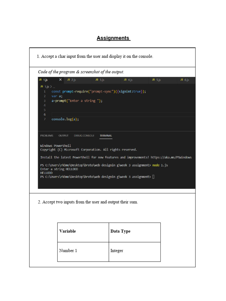 Javascript - Domain Fundamentals Assignments | PDF | Computer Program ... Javascript - Domain Fundamentals Assignments | PDF | Computer Program ...