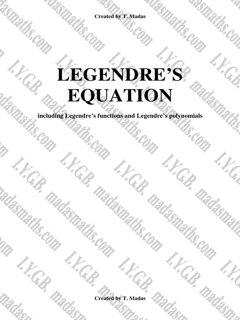 Legendre Functions and Polynomials | PDF | Equations | Combinatorics