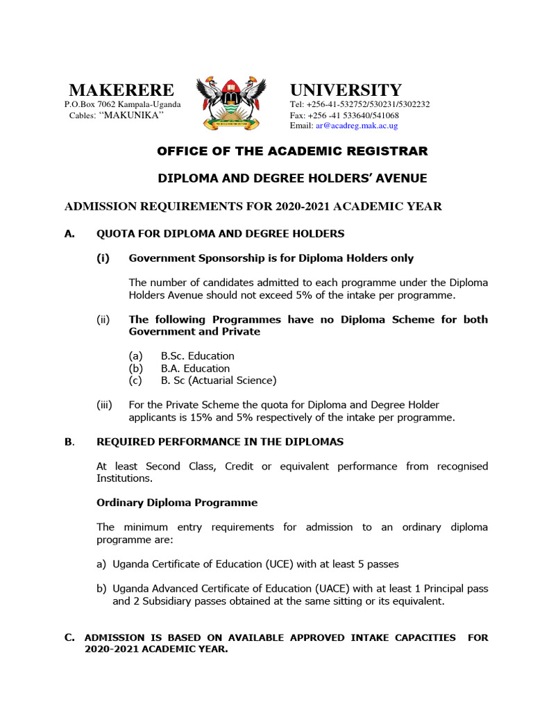 Diploma Requirements Undergraduate Government Sponsorship 2020 2021 ...