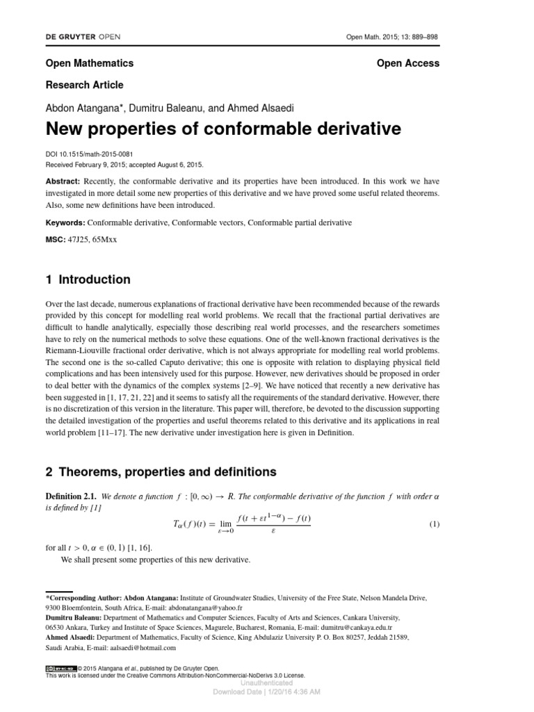 2015 New - Properties - of - Conformable - Derivative | PDF | Derivative | Applied Mathematics