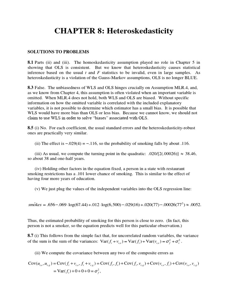 CHAPTER 8 end of chapter | PDF | Ordinary Least Squares | Weighted ...