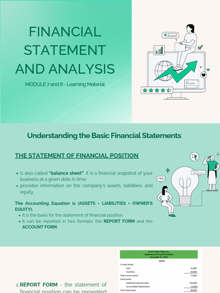 MODULE 7 and 8 - FINANCIAL STATEMENT AND ANALYSIS | PDF | Balance Sheet ...