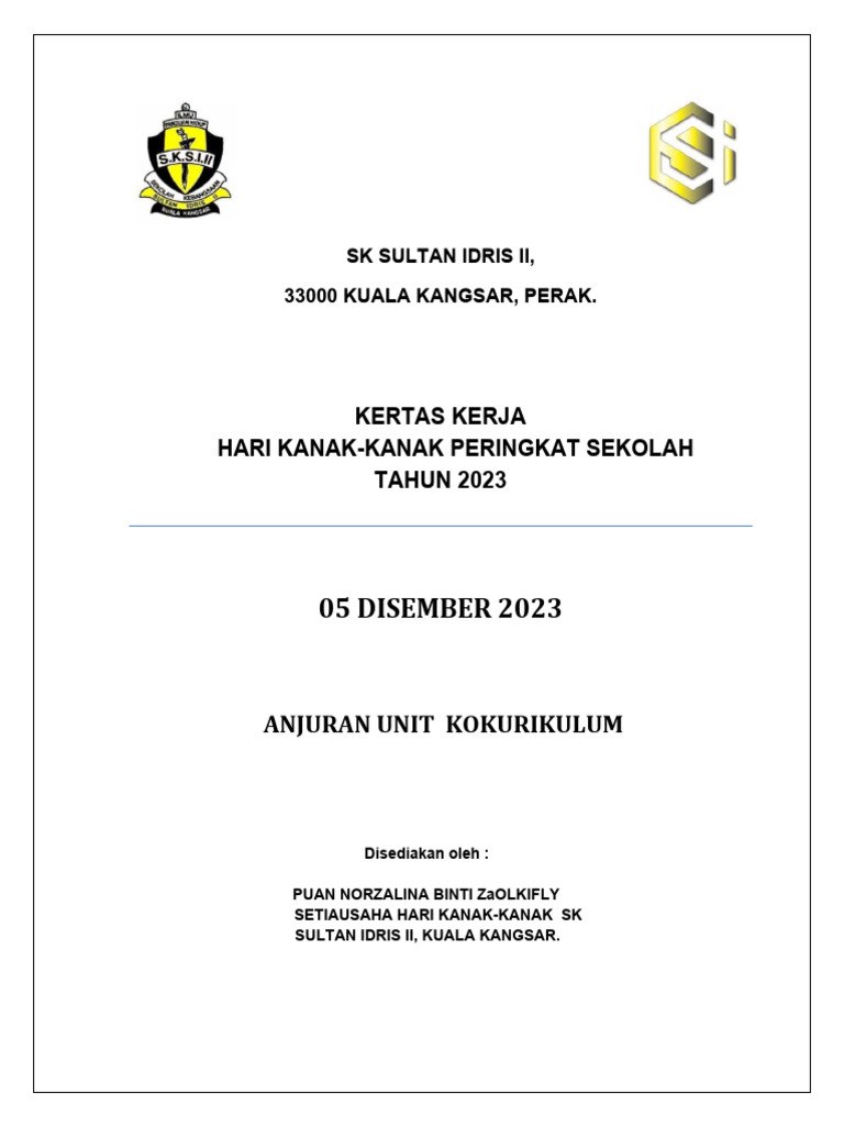 Kertas Kerja Sambutan Hari Kanak-Kanak Sksi 2023 | PDF