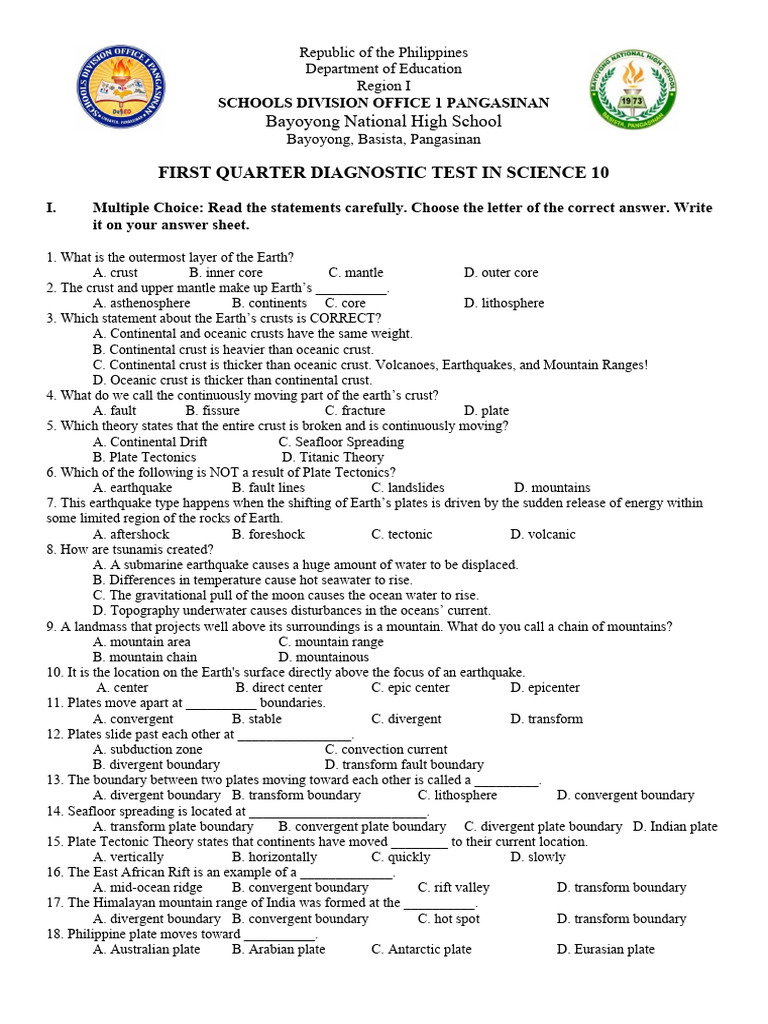 Science 10 | PDF | Plate Tectonics | Volcano