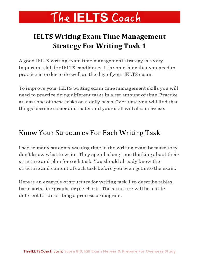 Ielts Writing Exam Time Management Strategy Writing Task 1 Pdf