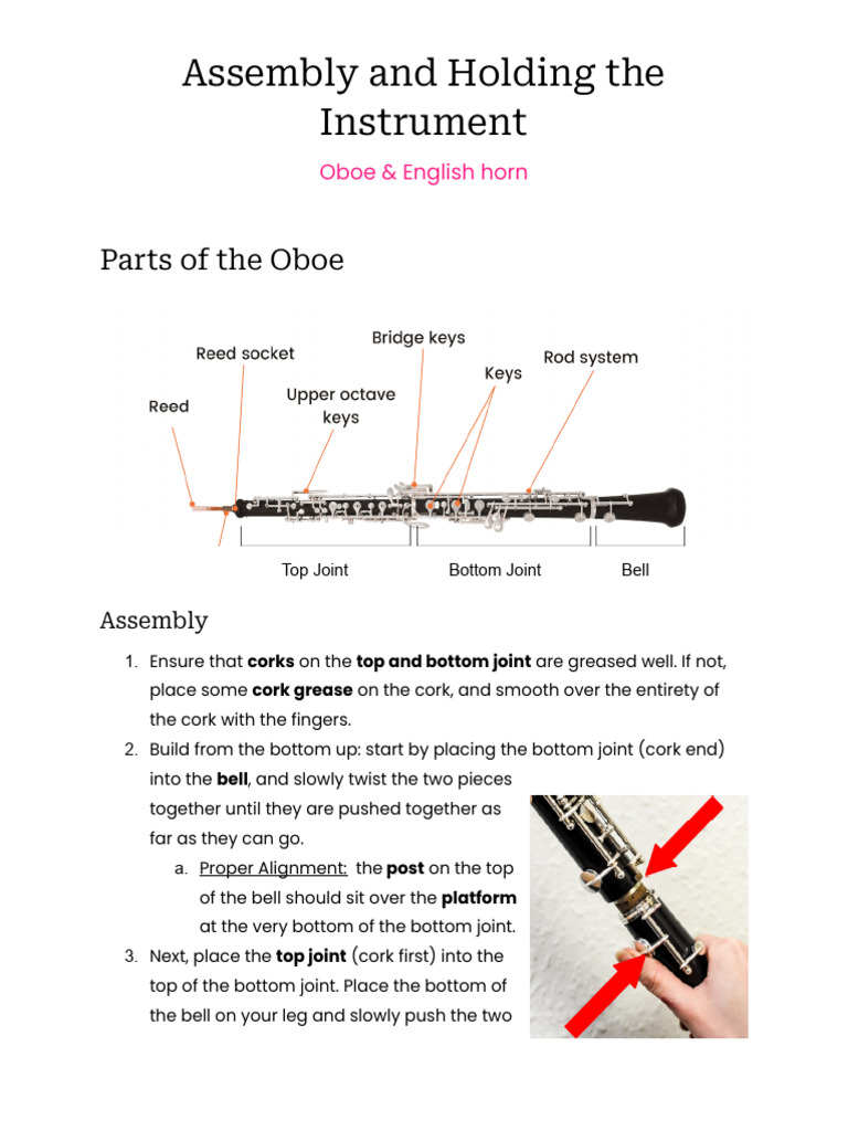 Oboe and English Horn Assembly Guide | PDF | Cor Anglais | Oboe