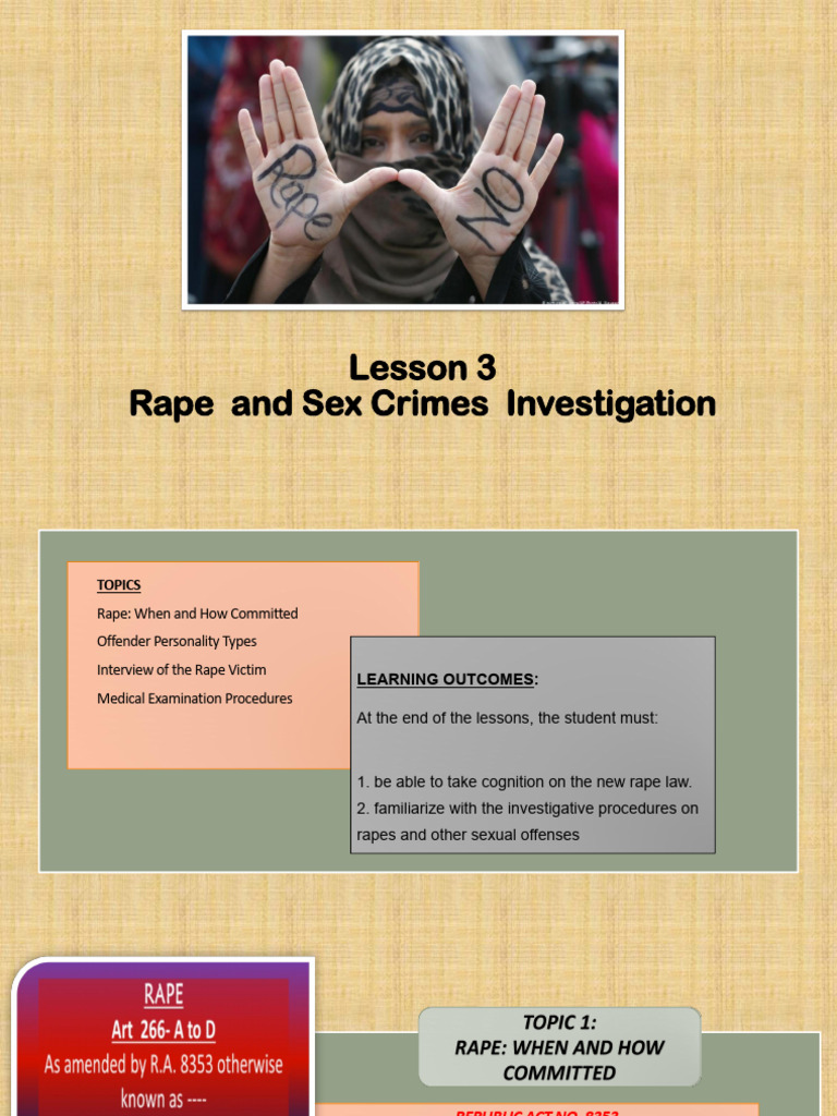 Lesson 3 PPT Rape Investigation and Other Sex Crimes Part 1 | PDF ...