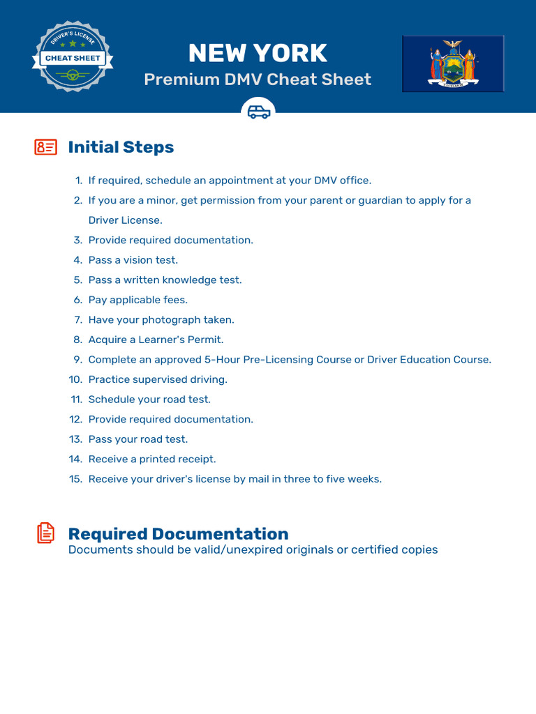 DMV Cheat Sheet New York en Car Premium | PDF | Traffic | Traffic Light