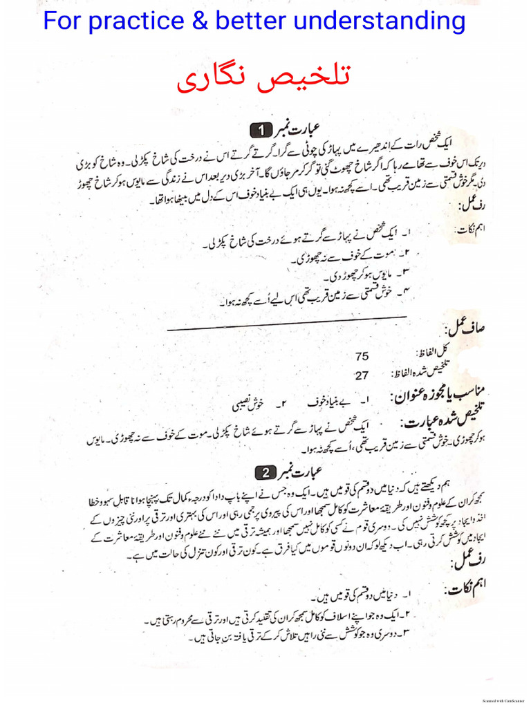Talkhees Nigari Guide for 1st Year Urdu | PDF