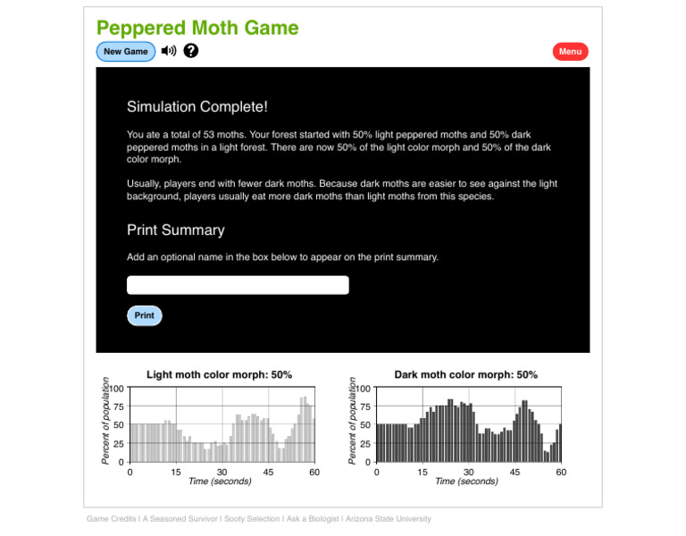 Peppered Moths Natural Selection Game | PDF