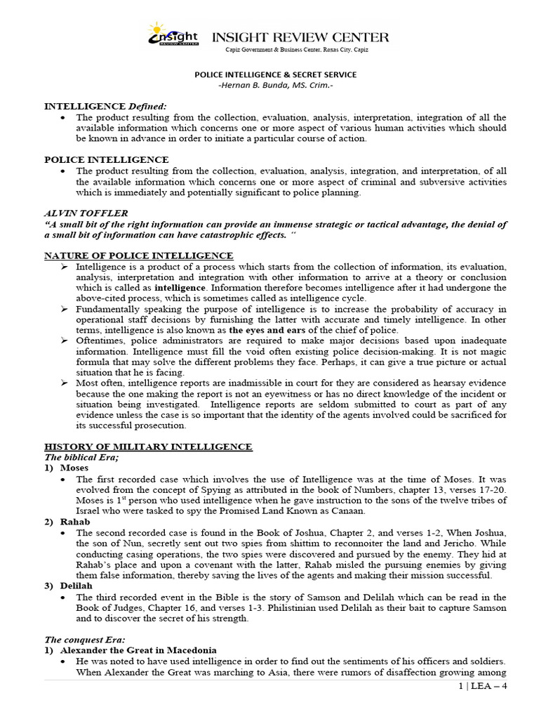 REVIEW-NOTES-ON-POLICE-INTELLIGENCE | PDF