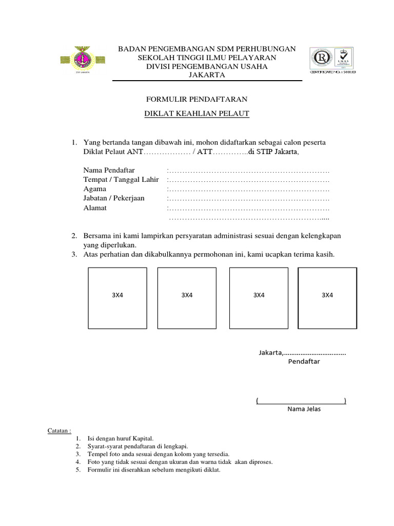 Formulir Pendaftaran Upgrading | PDF