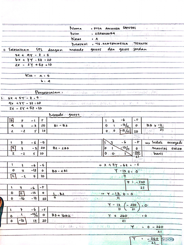 Mattek Gaus & Gauss Jordan | PDF