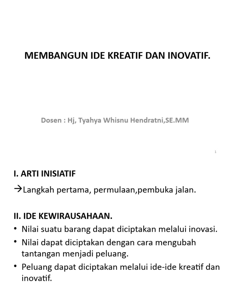 Membangun Ide Kreatif Dan Inovatif | PDF | Bisnis