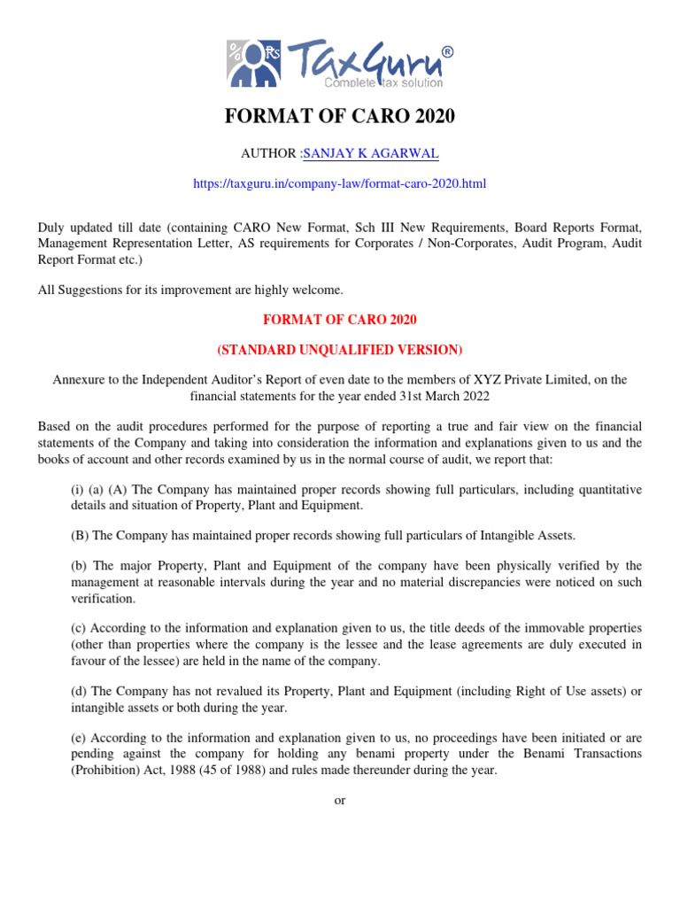 Format of CARO 2020 - Taxguru - in | PDF | Loans | Audit