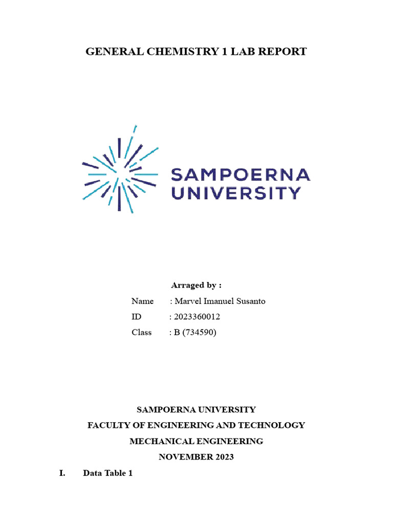 Lab Report Acid Base titration - Marvel 2023360012 | PDF | Titration ...
