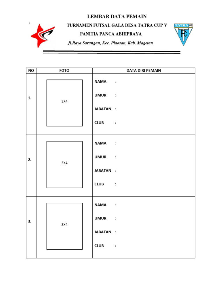 Lembar Data Pemain | PDF