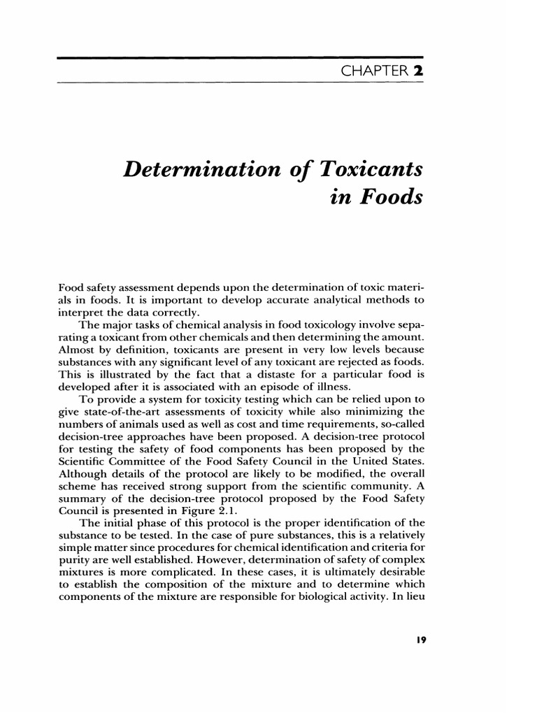 Chapter 2 Determination Of Toxicants In Foods 1993 Introduction To Food Toxicology Pdf