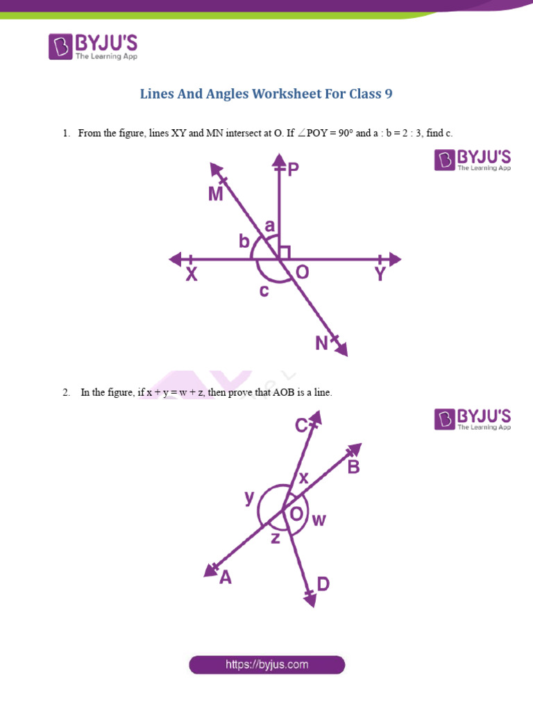 Lines and Angles Worksheet 2 | PDF | Language Arts & Discipline ...