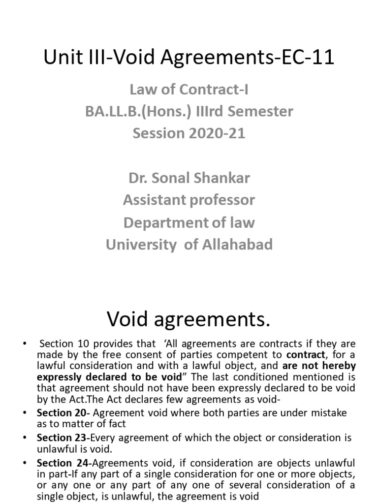Void Agreements | PDF | Restraint Of Trade | Justice