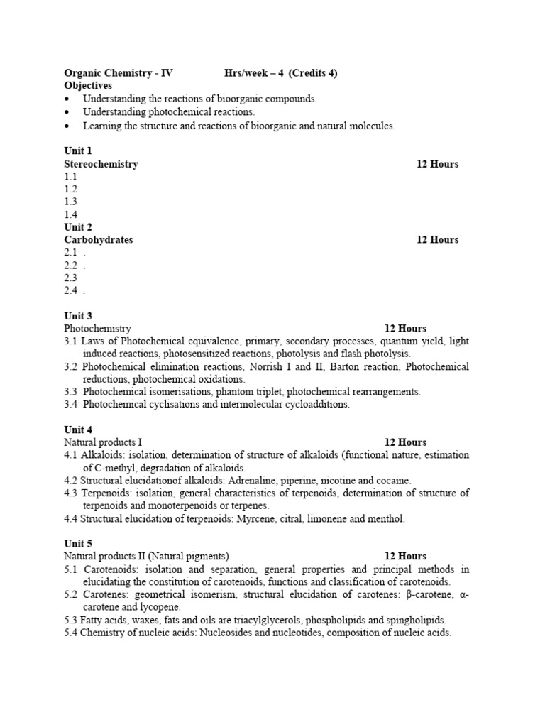 III UG Organic Syllabus | PDF
