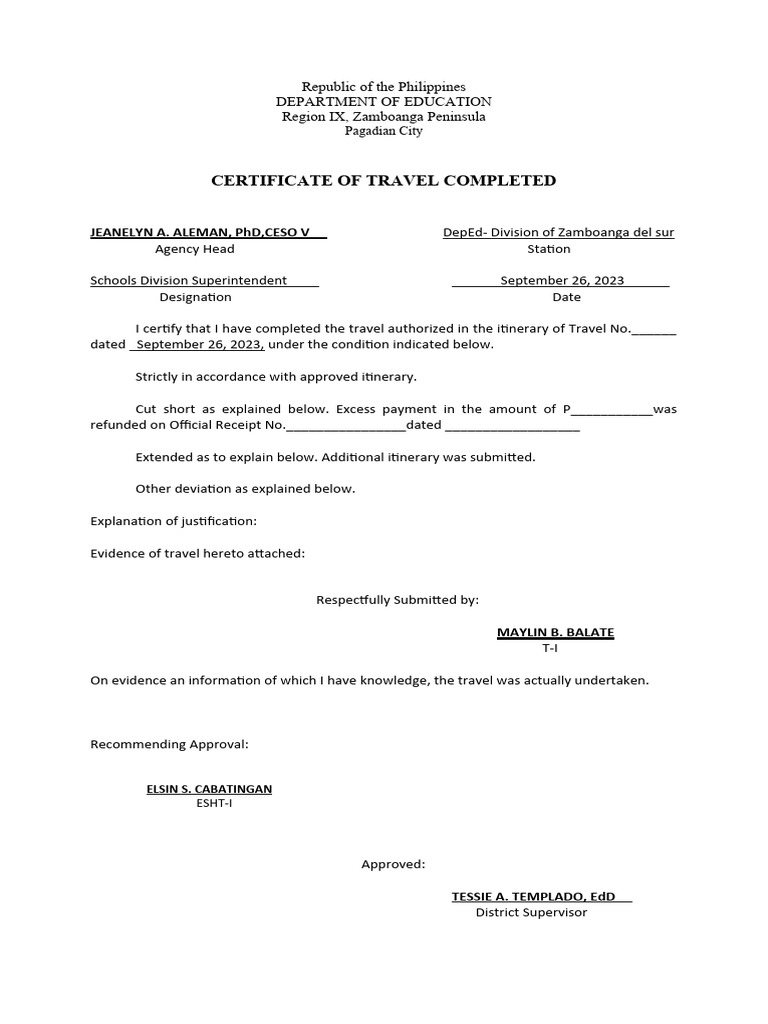 Certificate of Travel Completion 2023 | PDF | Epistemology
