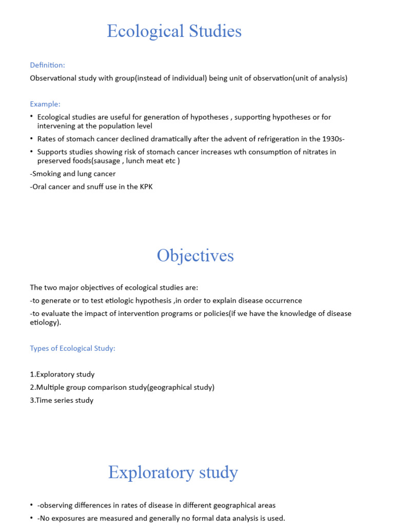 Overview of Ecological Studies in Epidemiology | PDF