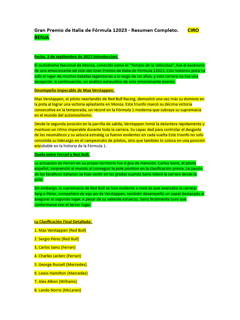 Colunna de Fórmula 1 | PDF | Formula Uno | Automovilismo