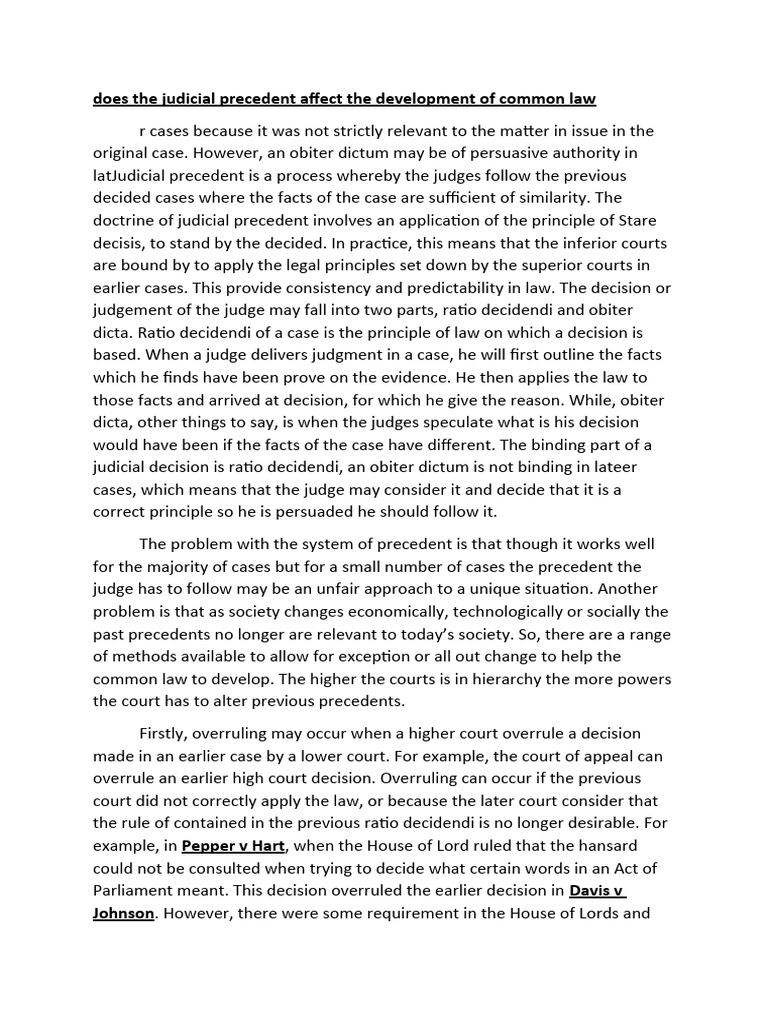Judicial Precedent Essay | PDF