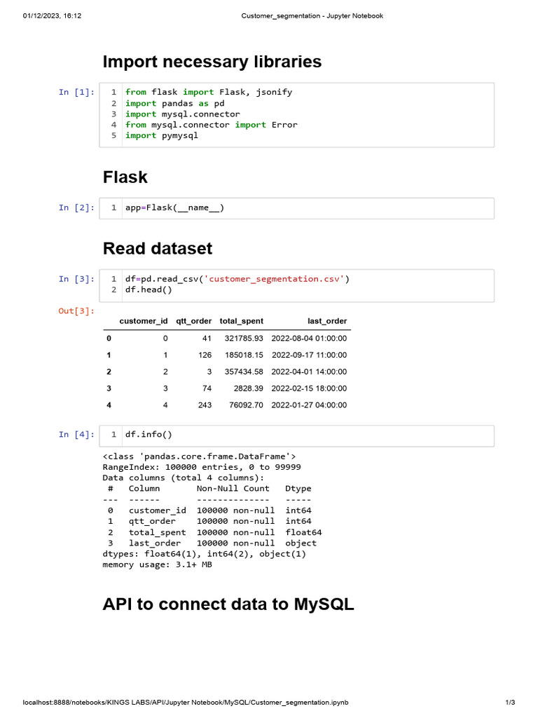 Customer Segmentation Jupyter Notebook Pdf My Sql Data