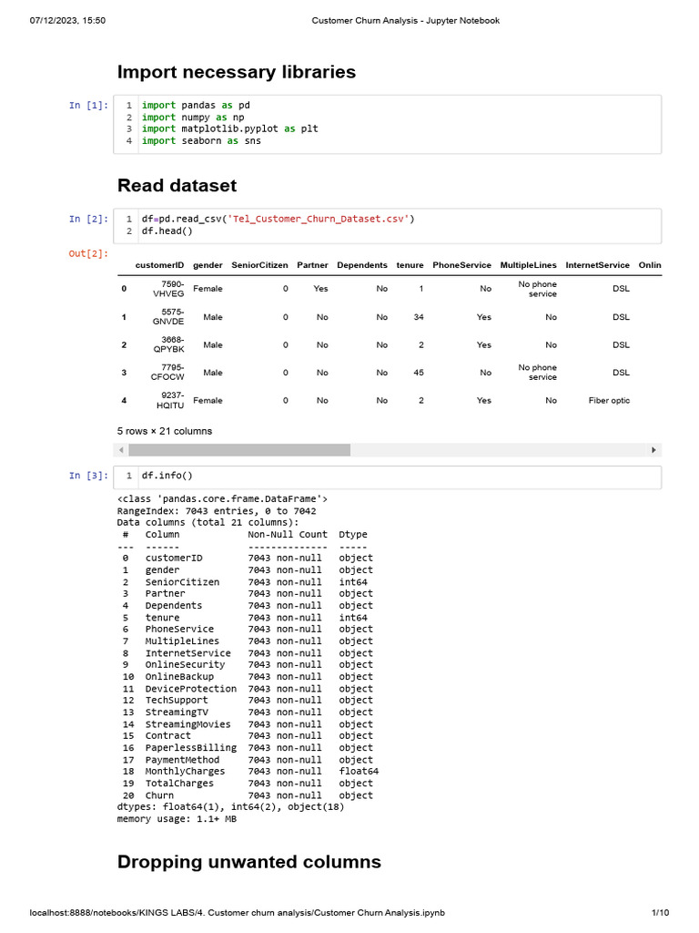 Customer Churn Analysis Jupyter Notebook Download Free Pdf Statistical Theory Statistics