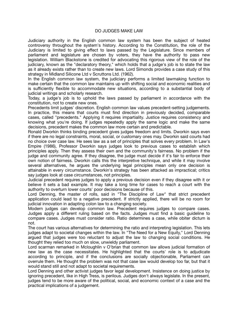 JP Do Judges Make Law | PDF | Precedent | Common Law
