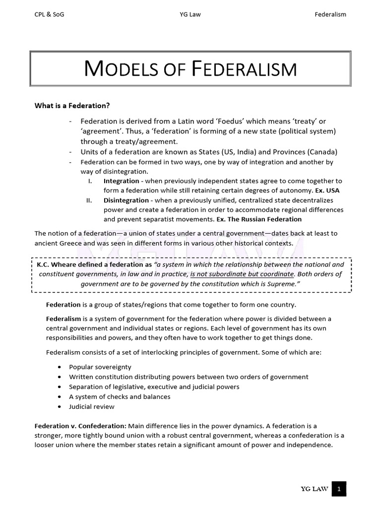 Understanding Federalism Models | PDF | Commerce Clause | Federation