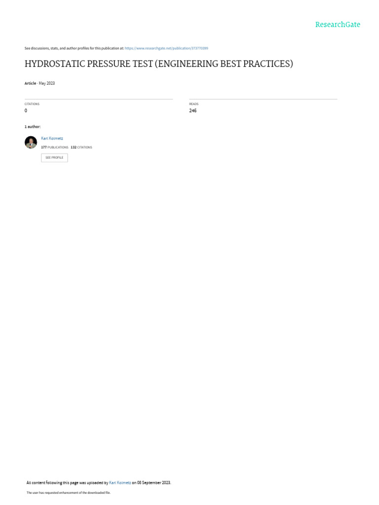 BEST PRACTICES Hydrostatic Pressure Testing Rev01.1web | PDF | Pressure ...